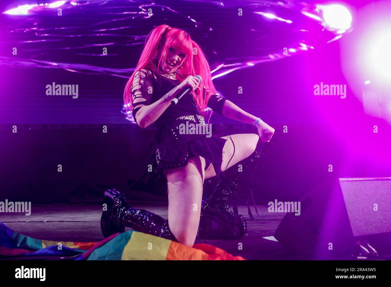 The singer Rakky Ripper during a performance for MADO Madrid Pride 2023 ...