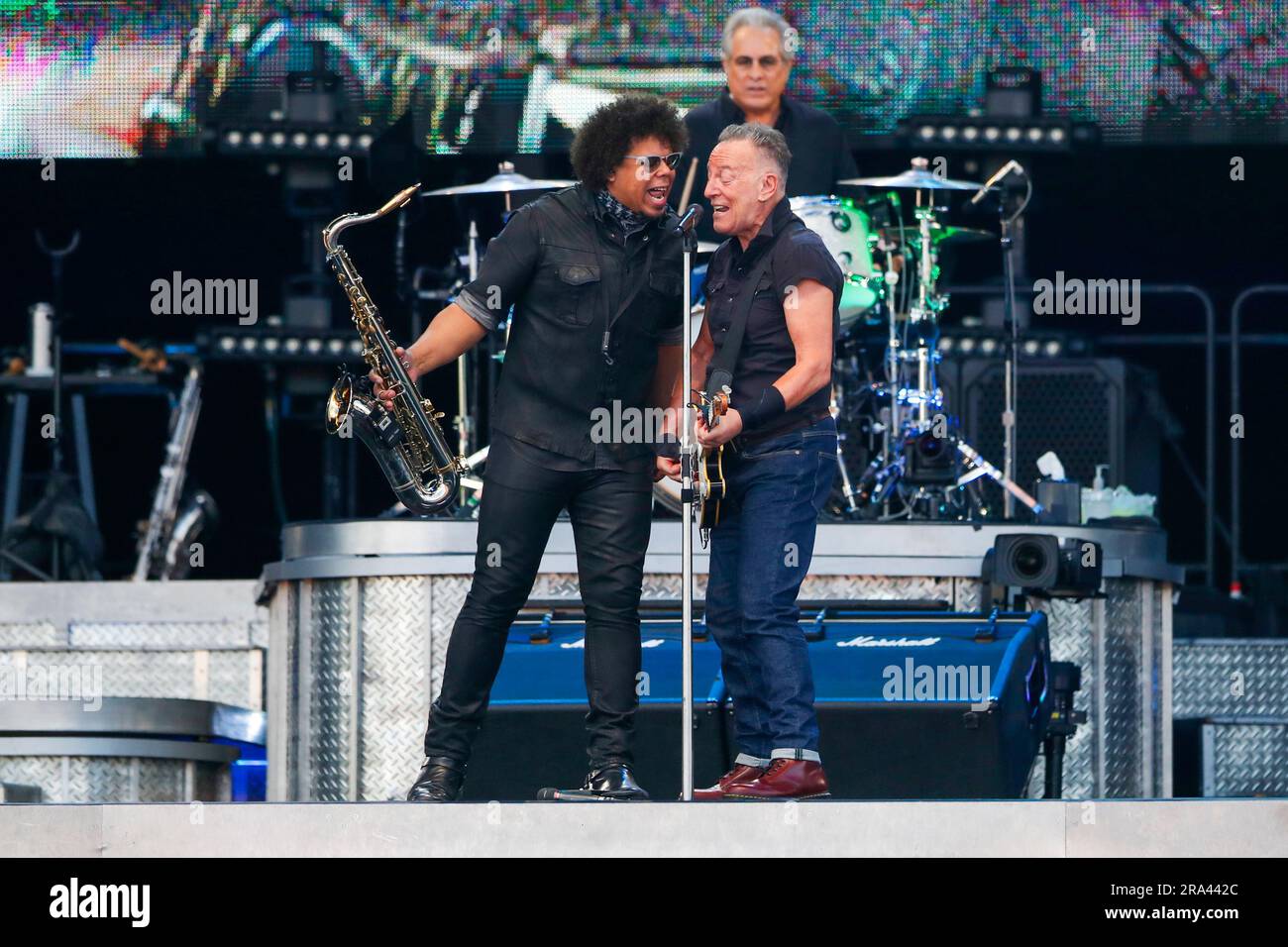 Oslo 20230630.Bruce Springsteen (left) and Jake Clemons with The E ...