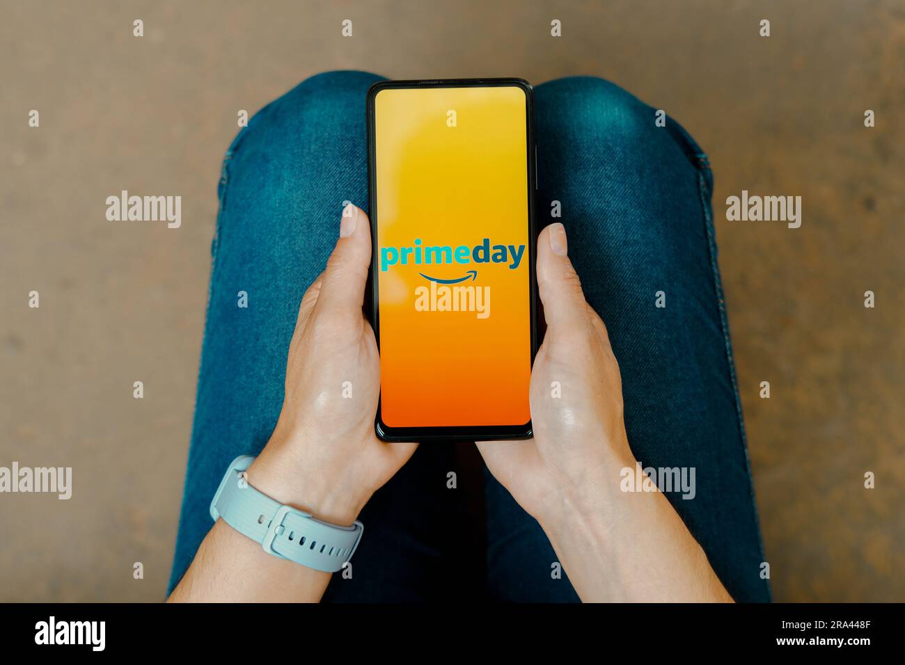 In this photo illustration, the Amazon Prime Day logo is displayed on a ...