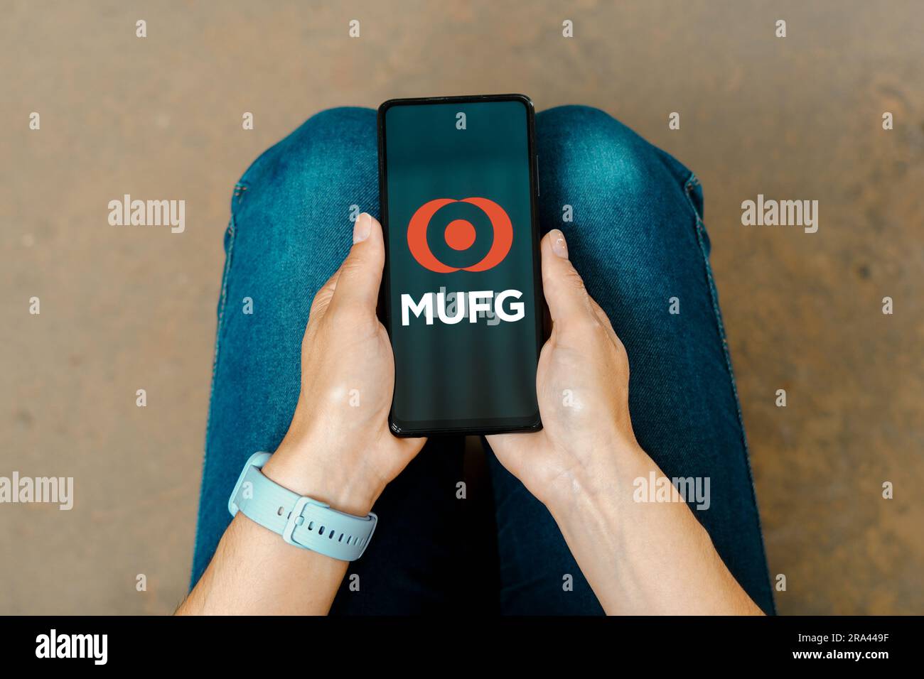 In this photo illustration, the MUFG (Mitsubishi UFJ Financial Group) logo is displayed on a ...