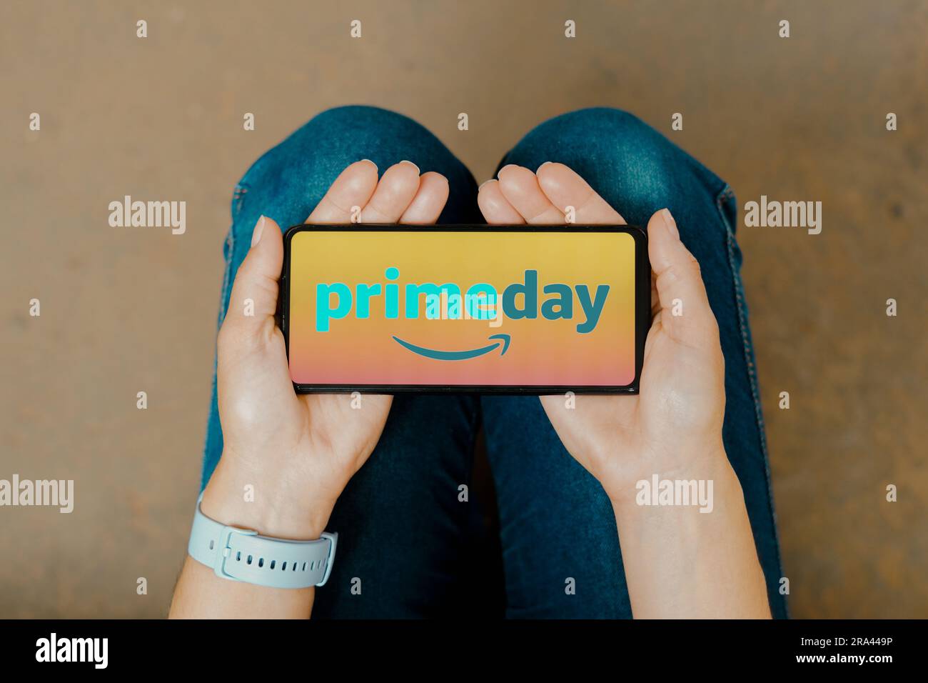 In this photo illustration, the Amazon Prime Day logo is displayed on a ...