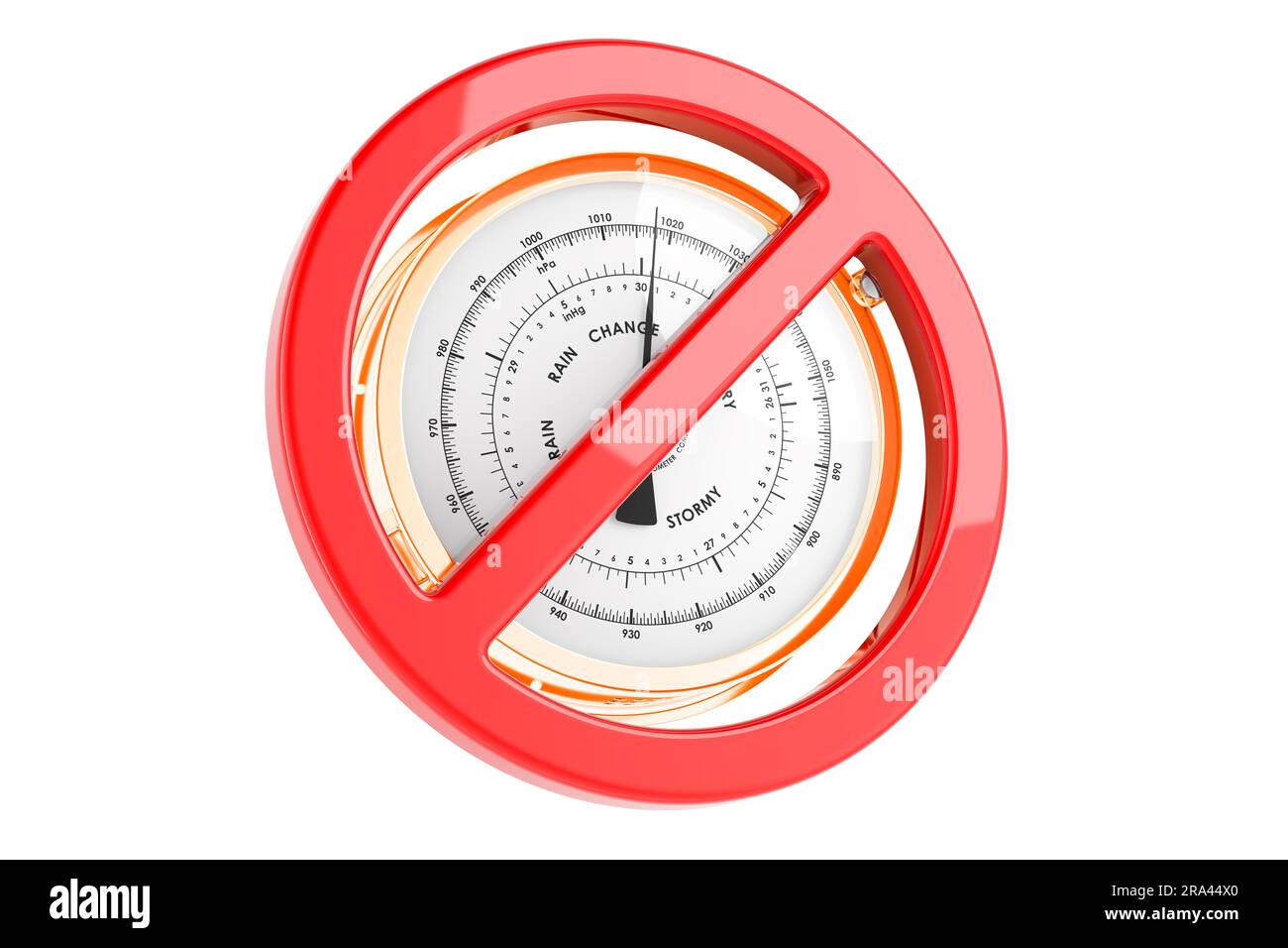 Barometer with forbidden symbol. 3D rendering isolated on white ...