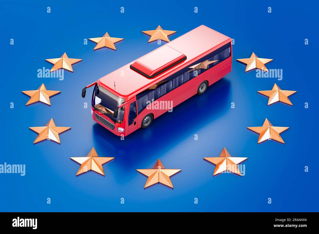 Bus on the European Union flag. The European Union Bus Tours concept ...