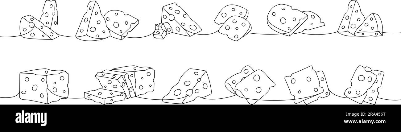 Different cheeses one line continuous drawing. Cheese products ...