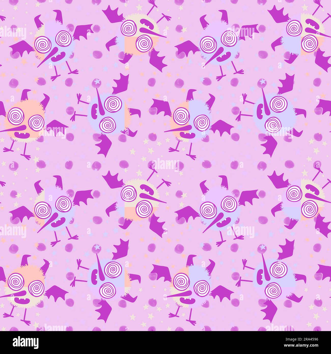 Halloween monsters birds seamless cartoon cute vampire pattern for ...