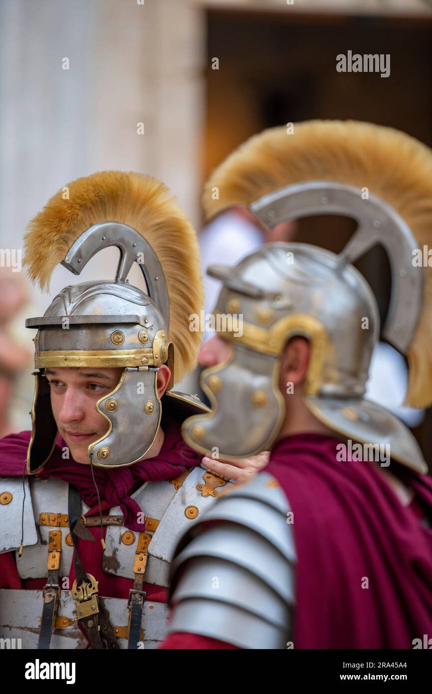 two men dressed as roman centurions at the old town and diocletians ...