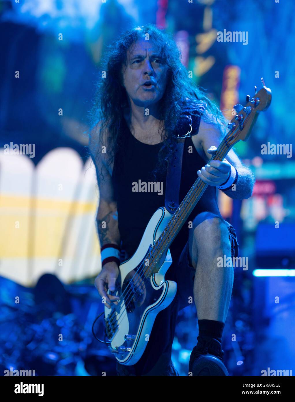 Manchester, UK. June 30, 2023. Iron Maiden performing at the AO Arena ...