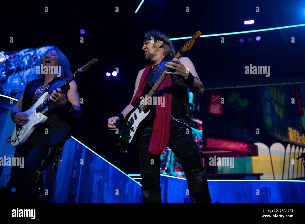 Manchester, UK. June 30, 2023. Iron Maiden performing at the AO Arena ...