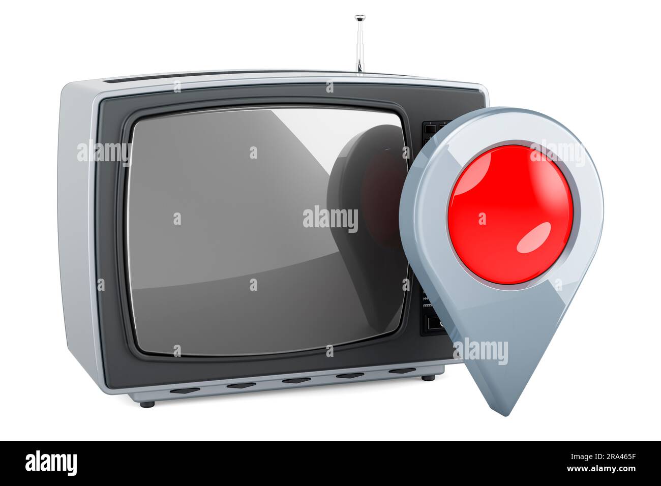 Retro TV set with map pointer. 3D rendering isolated on white ...