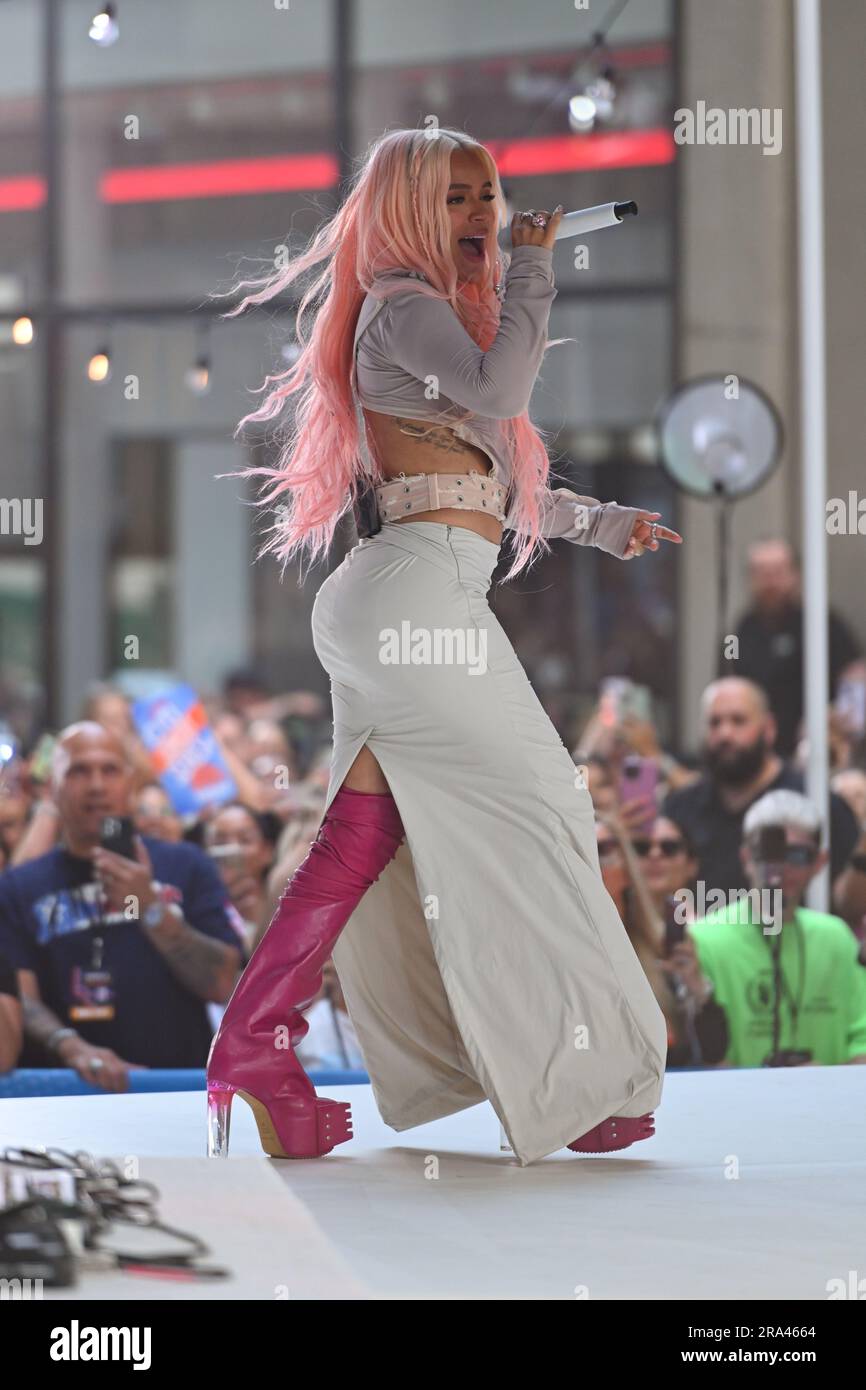 Karol G performs on NBC's "Today" at Rockefeller Plaza on June 30, 2023 ...