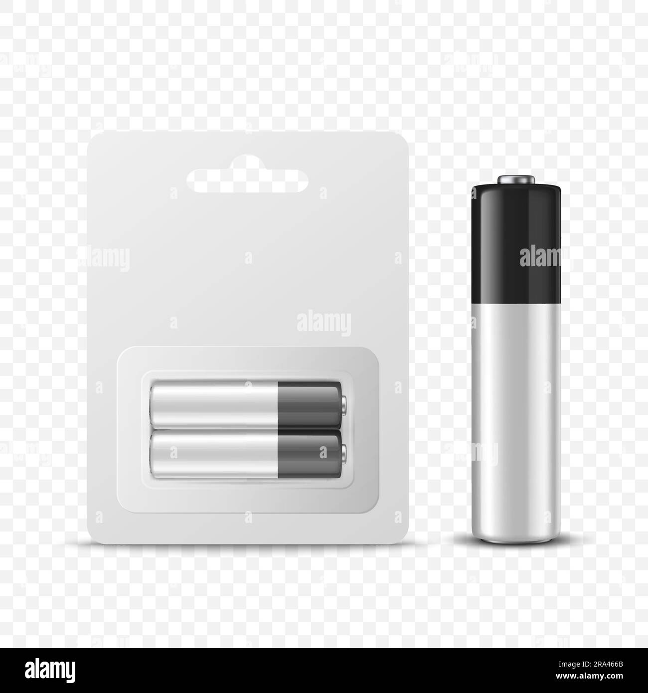Vector 3d Realistic Two Alkaline Black and White Battery in Paper ...