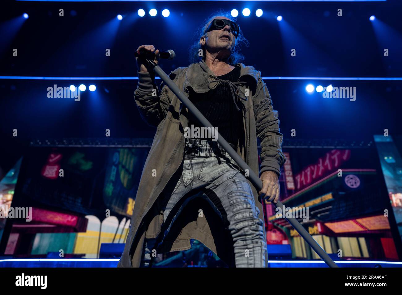 Manchester, UK. June 30, 2023. Iron Maiden performing at the AO Arena ...