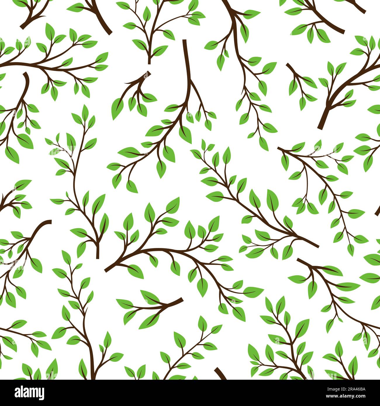 Vector Seamless Pattern with Tree Brunches. Flat Cartoon Twig with ...