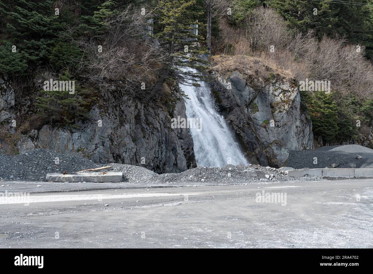 Lowell Creek Man Made Waterfall from Lowell Point Road in Seward ...
