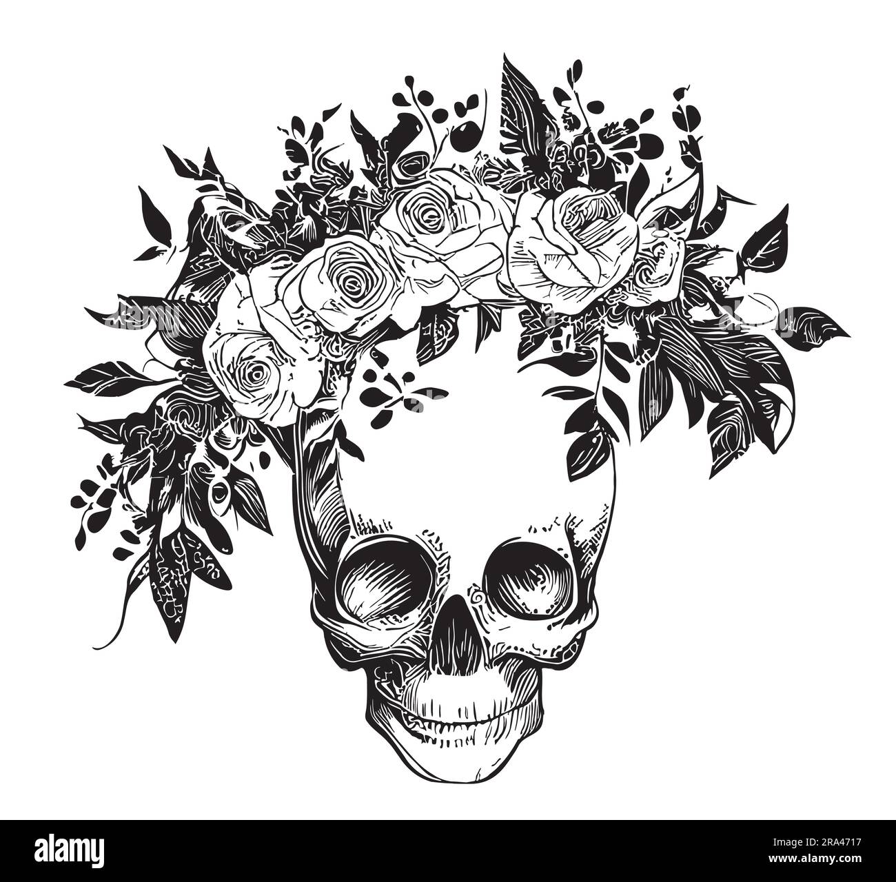 Skull day of the dead sketch hand drawn in doodle style illustration ...