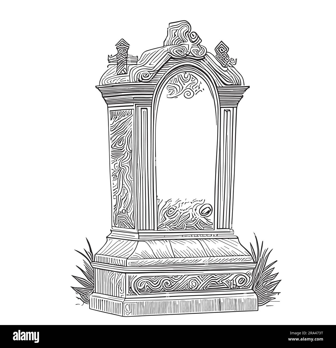 Graveyard gravestone tombstone monument Black and White Stock Photos ...
