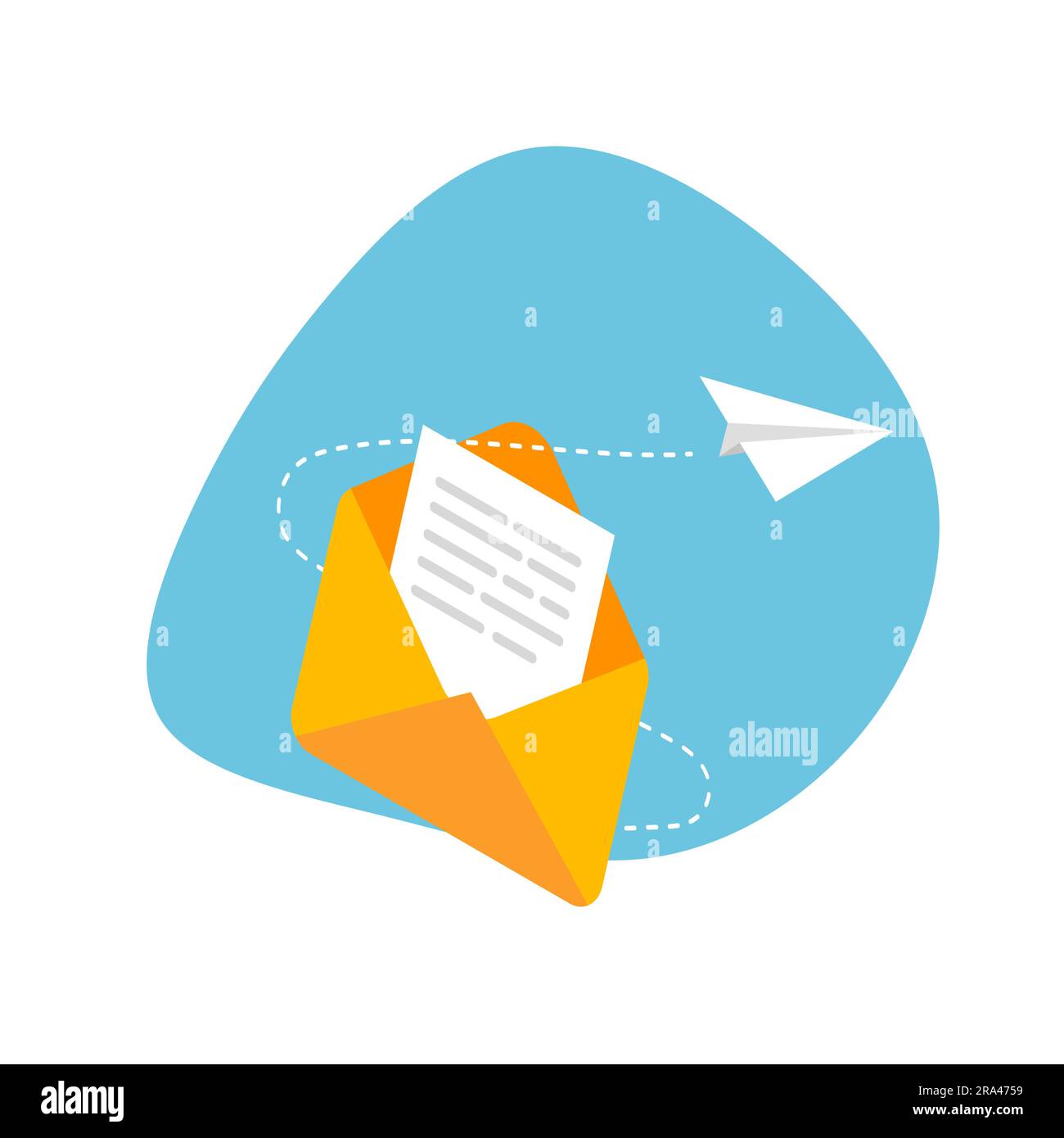 Email marketing and messaging. Concept of mail sending with paper plane. Flying envelope. Vector ...