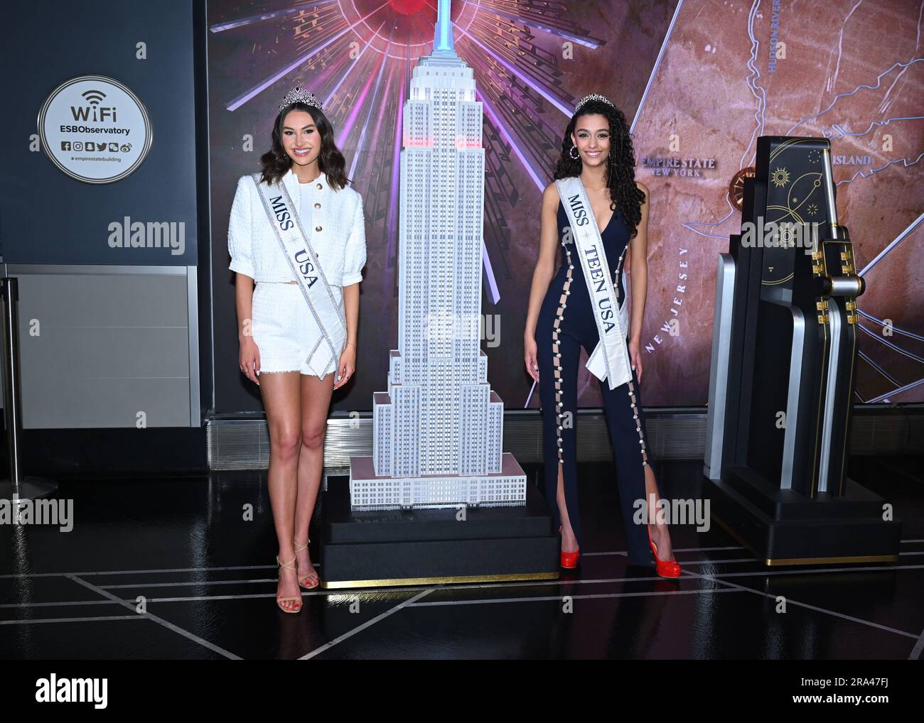 Miss USA Morgan Romano and Miss Teen USA Faron Medhi visit the Empire ...