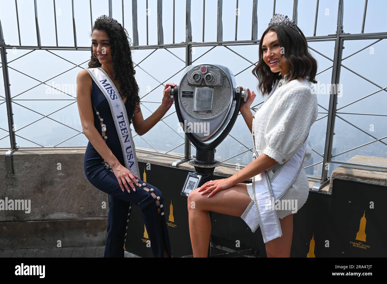 Miss Teen USA Faron Medhi and Miss USA Morgan Romano visit the Empire ...