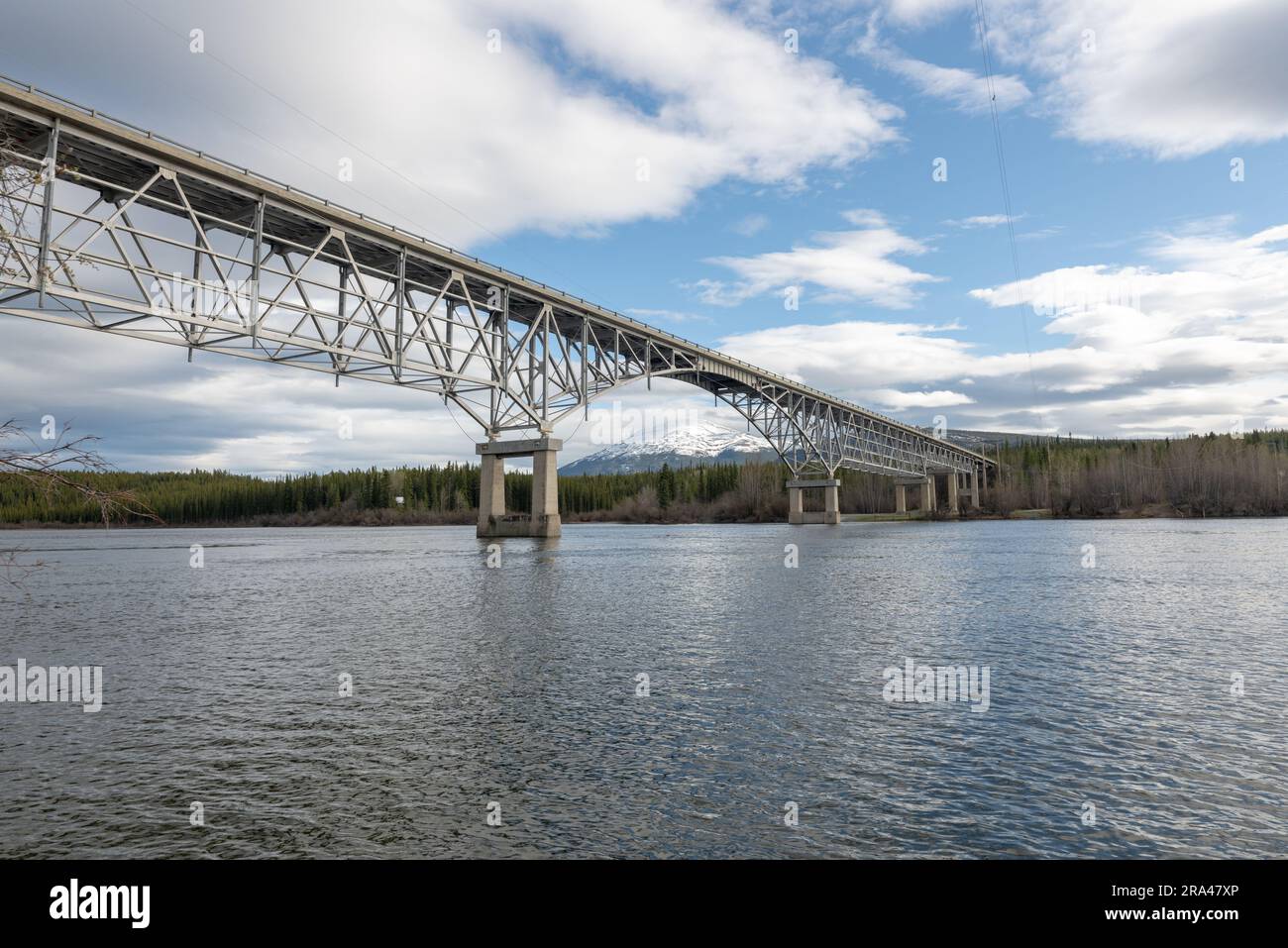 Johnsons Crossing, Teslin River steel Bridge on the Alaska Highway ...