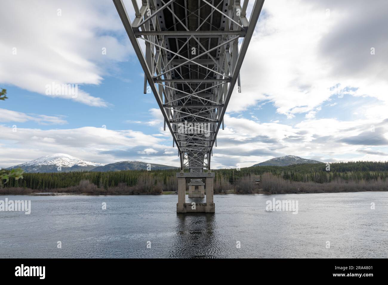 Johnsons Crossing, Teslin River steel Bridge on the Alaska Highway ...