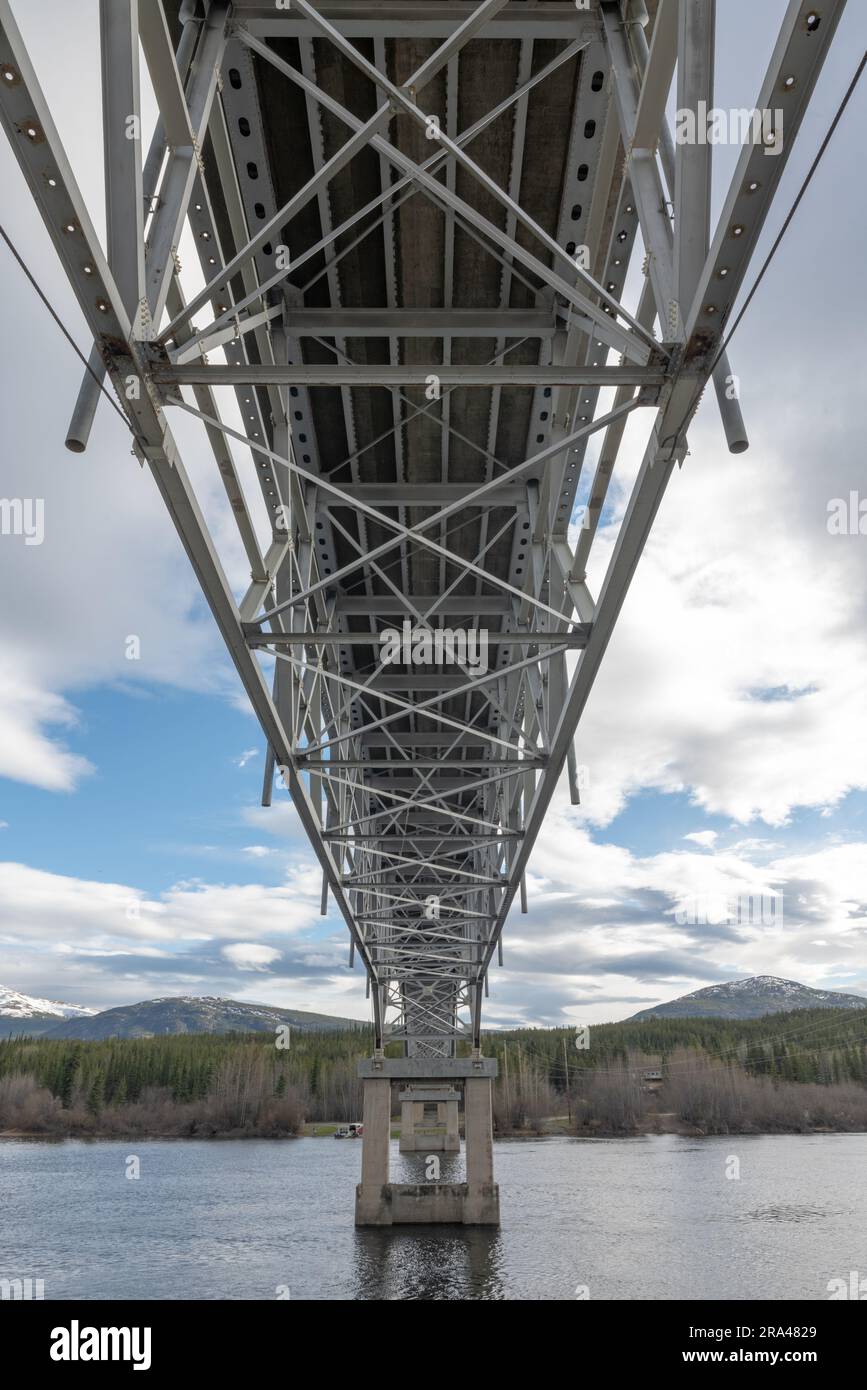 Johnsons Crossing, Teslin River steel Bridge on the Alaska Highway ...