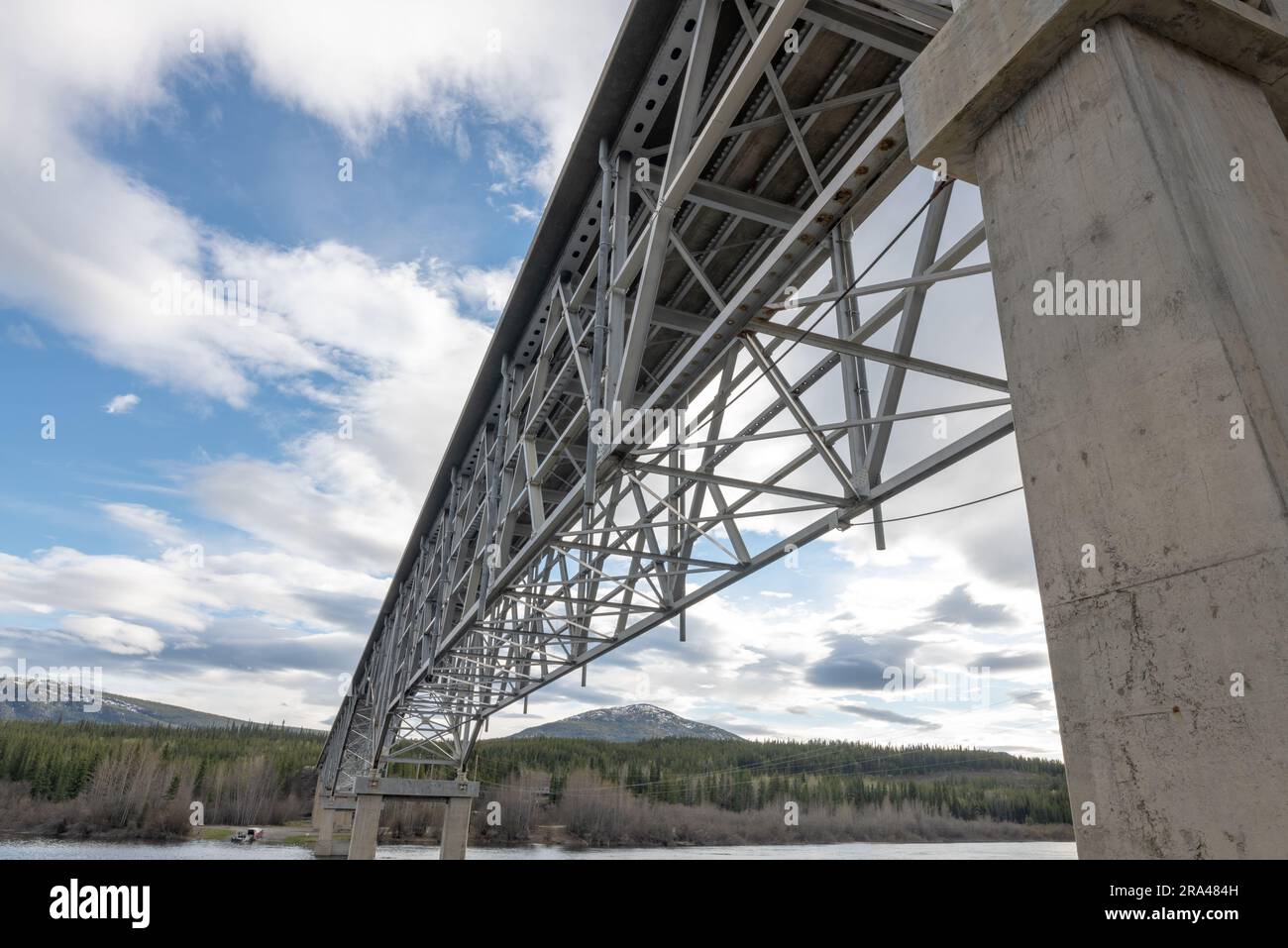 Johnsons Crossing, Teslin River steel Bridge on the Alaska Highway ...