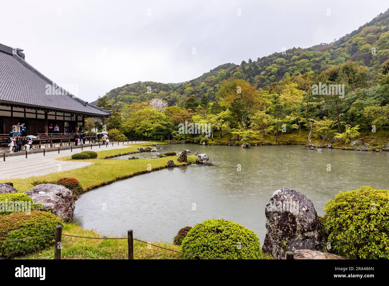 Sogenchi pond garden, 2023, small hojo Tenryu-ji temple grounds in Kyoto,Japan, world heritage ...