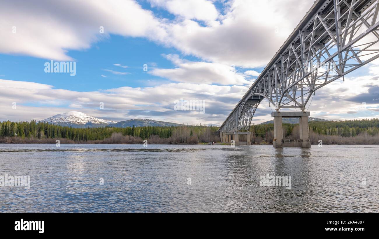 Johnsons Crossing, Teslin River steel Bridge on the Alaska Highway ...