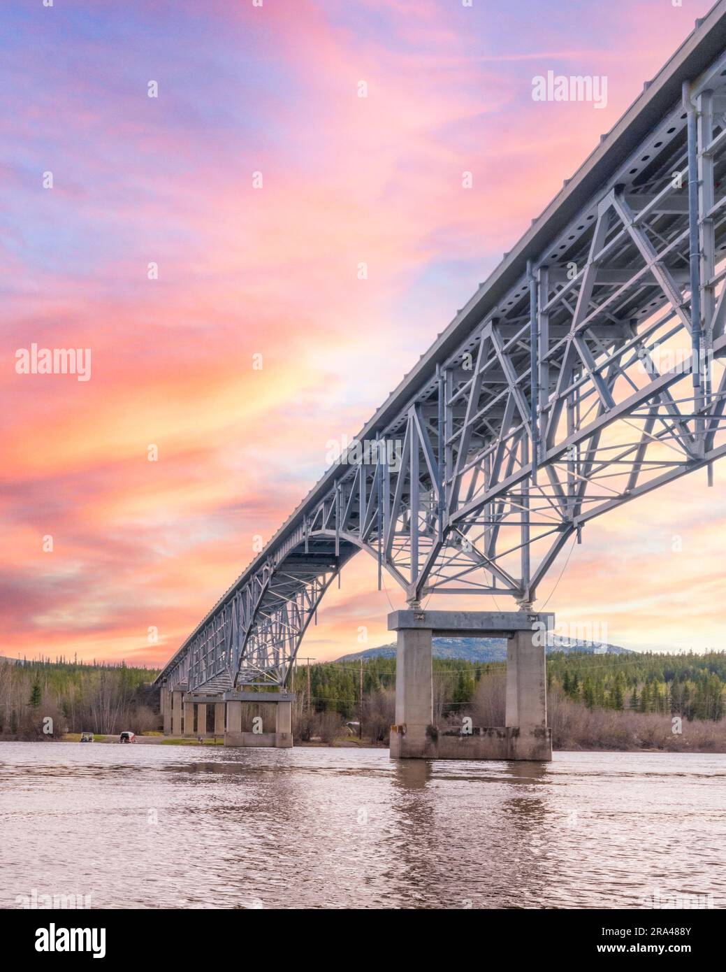 Johnsons Crossing, Teslin River steel Bridge on the Alaska Highway ...