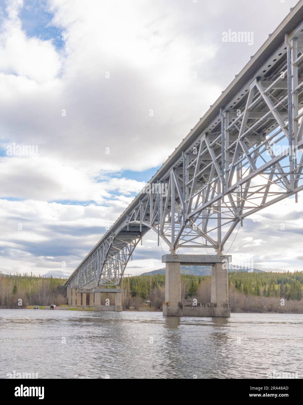 Johnsons Crossing, Teslin River steel Bridge on the Alaska Highway ...