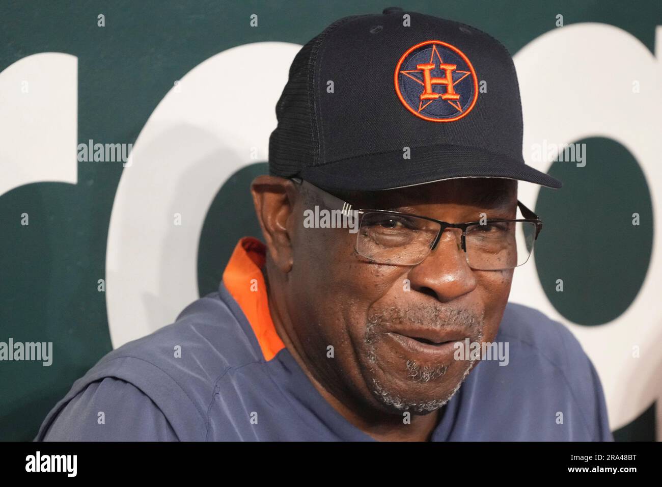 Houston Astros manager Dusty Baker Jr. speaks to reporters in the ...