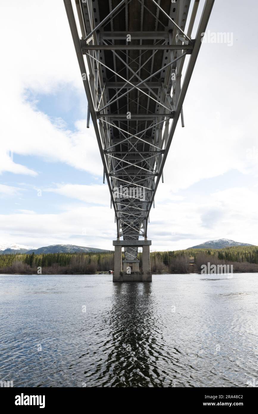 Johnsons Crossing, Teslin River steel Bridge on the Alaska Highway ...