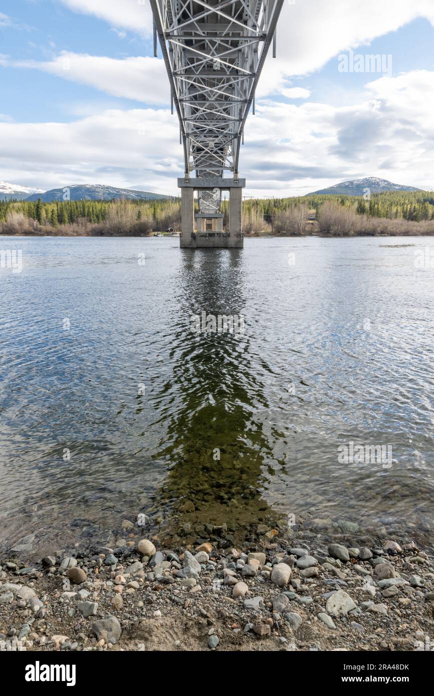 Johnsons Crossing, Teslin River steel Bridge on the Alaska Highway ...