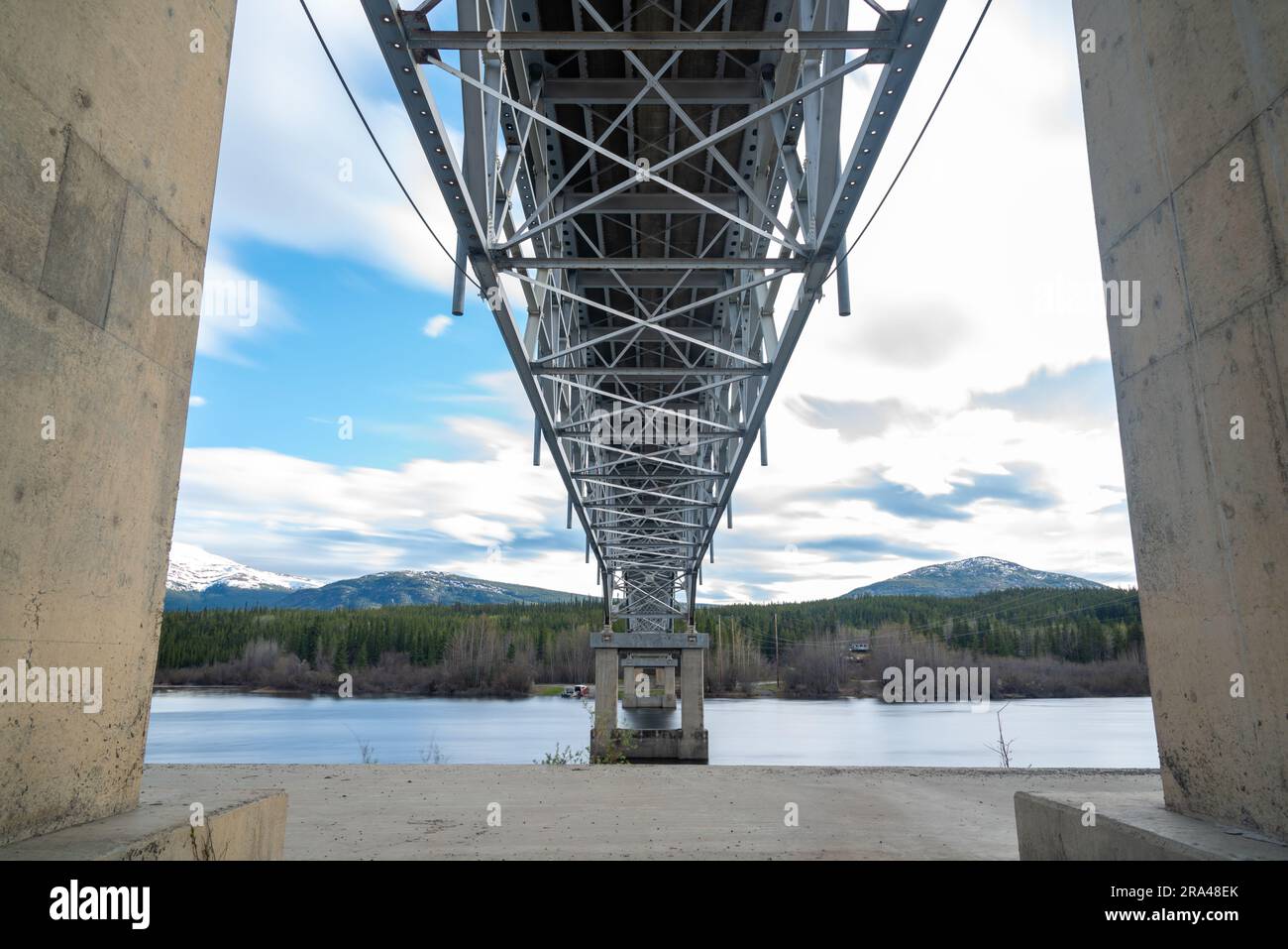 Johnsons Crossing, Teslin River steel Bridge on the Alaska Highway ...