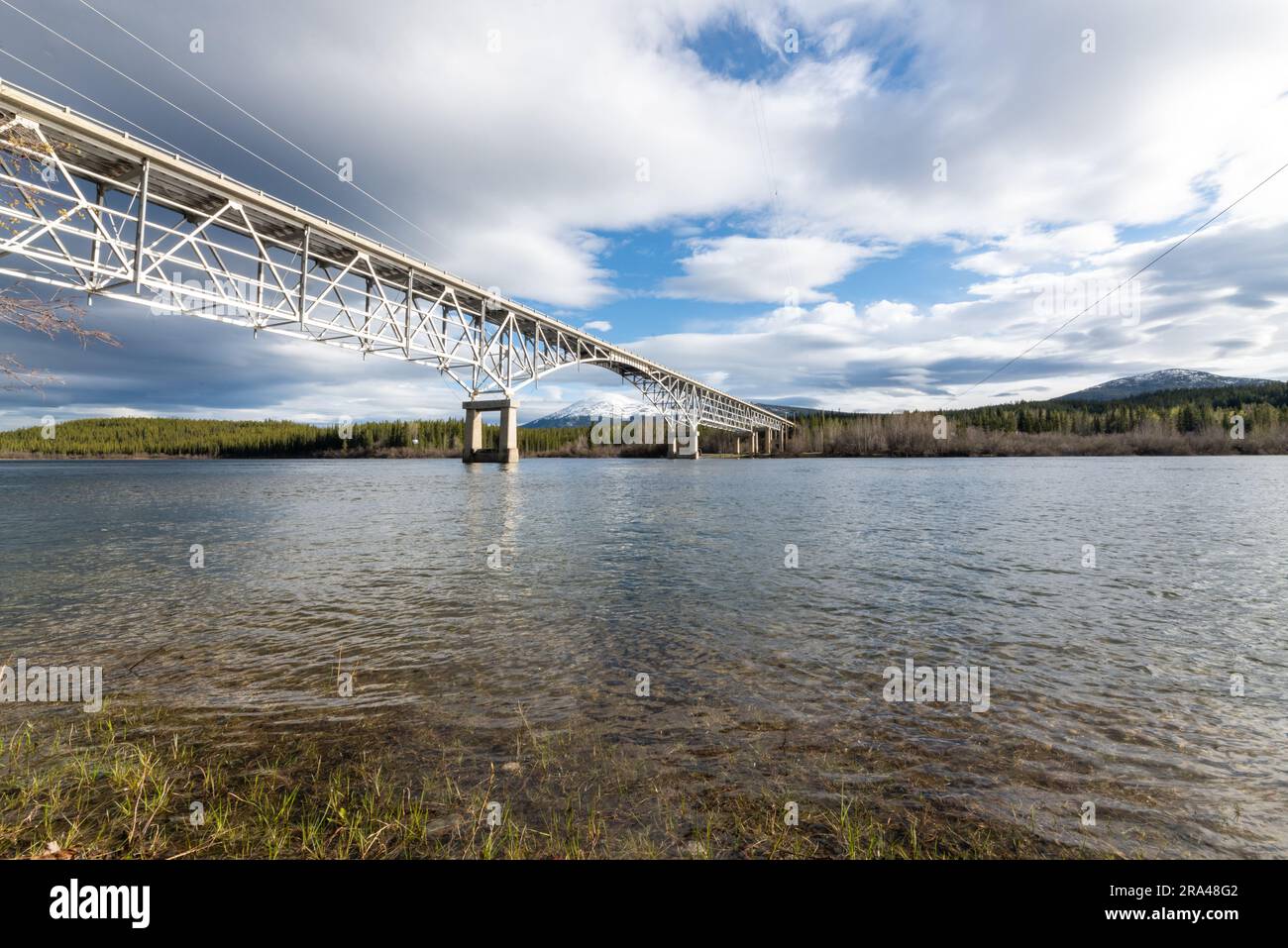 Johnsons Crossing, Teslin River steel Bridge on the Alaska Highway ...