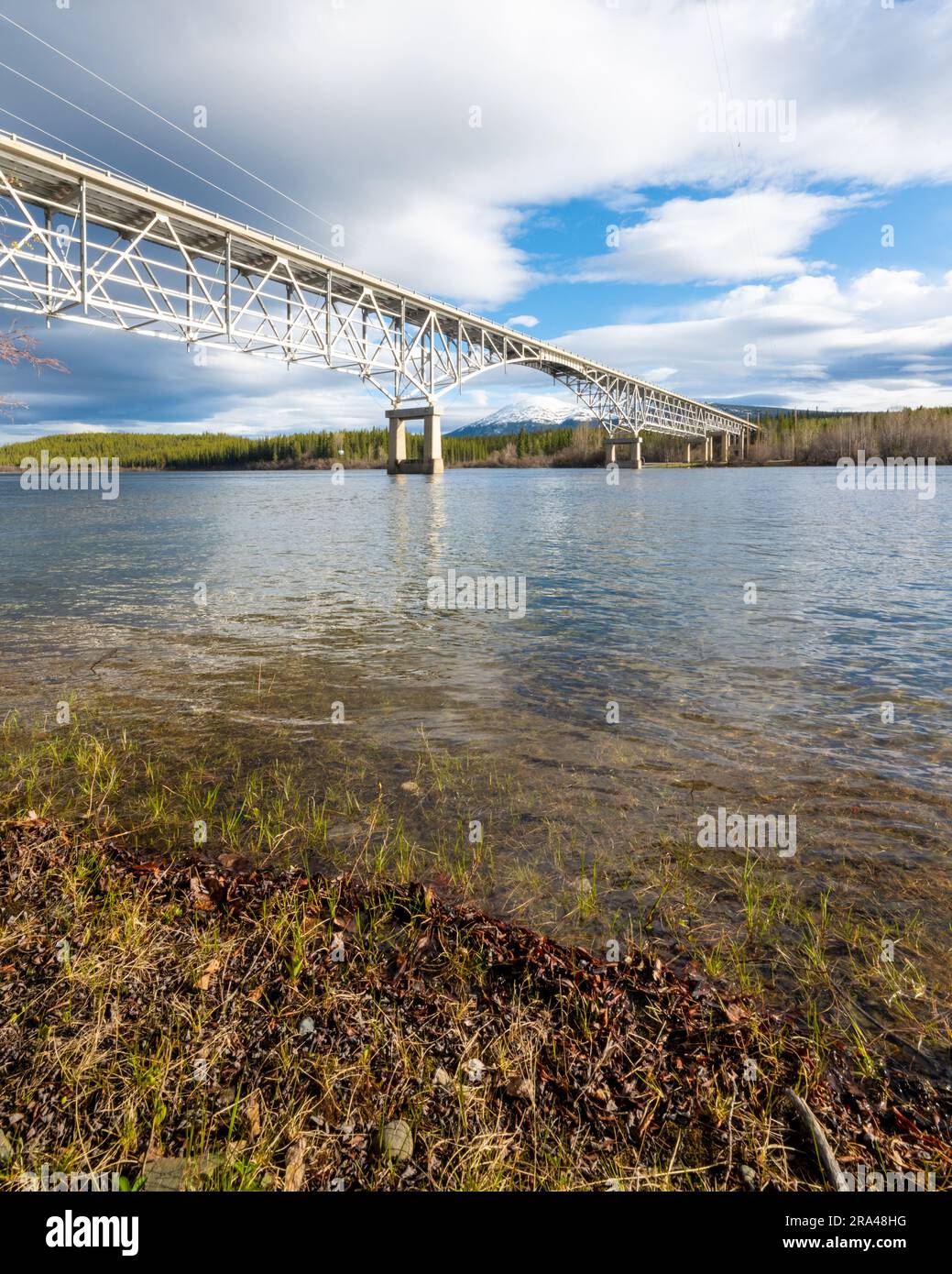 Johnsons Crossing, Teslin River steel Bridge on the Alaska Highway ...