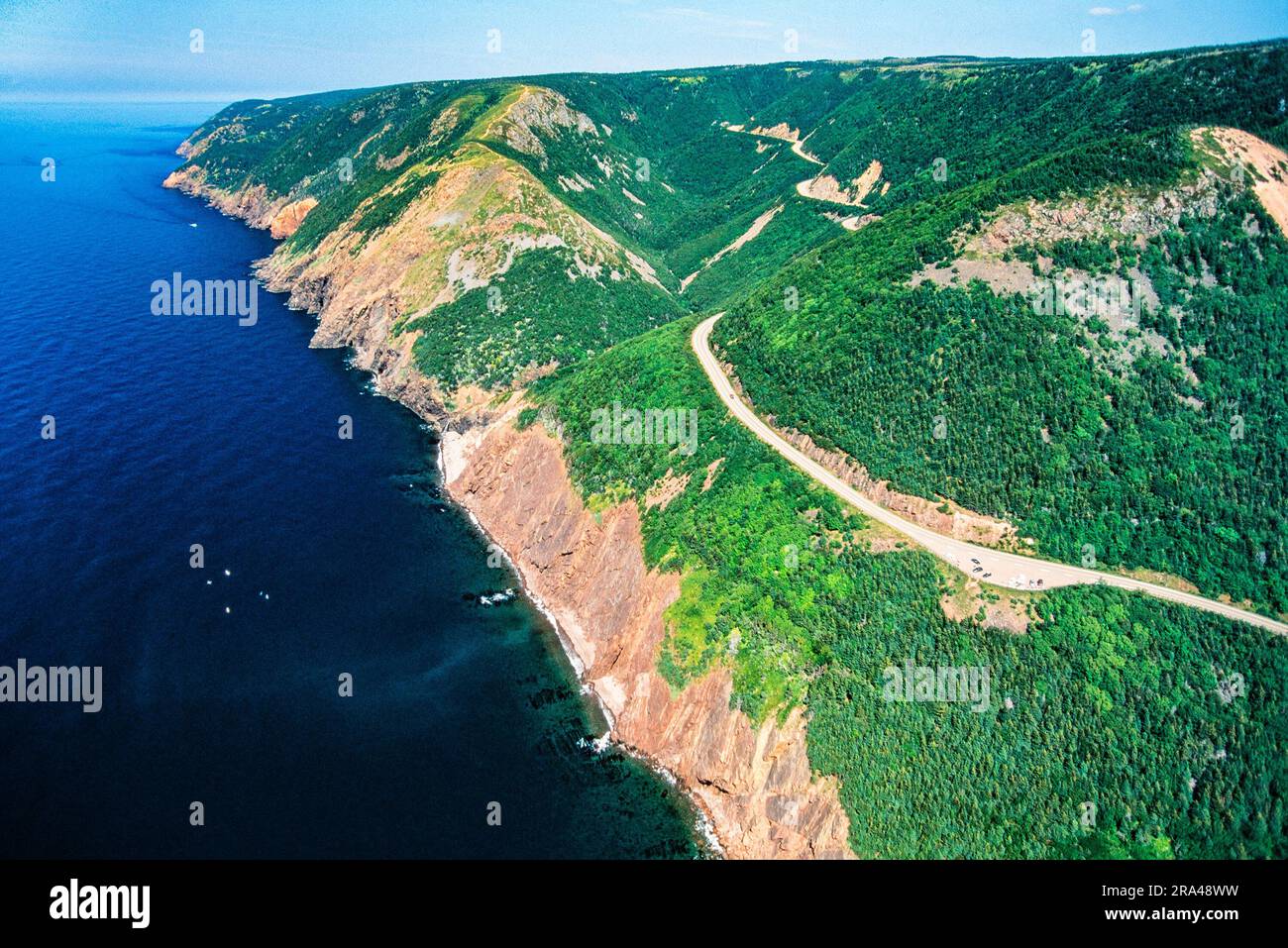 Aerial image of the Cabot Trail, Cape Breton Island, Nova Scotia ...