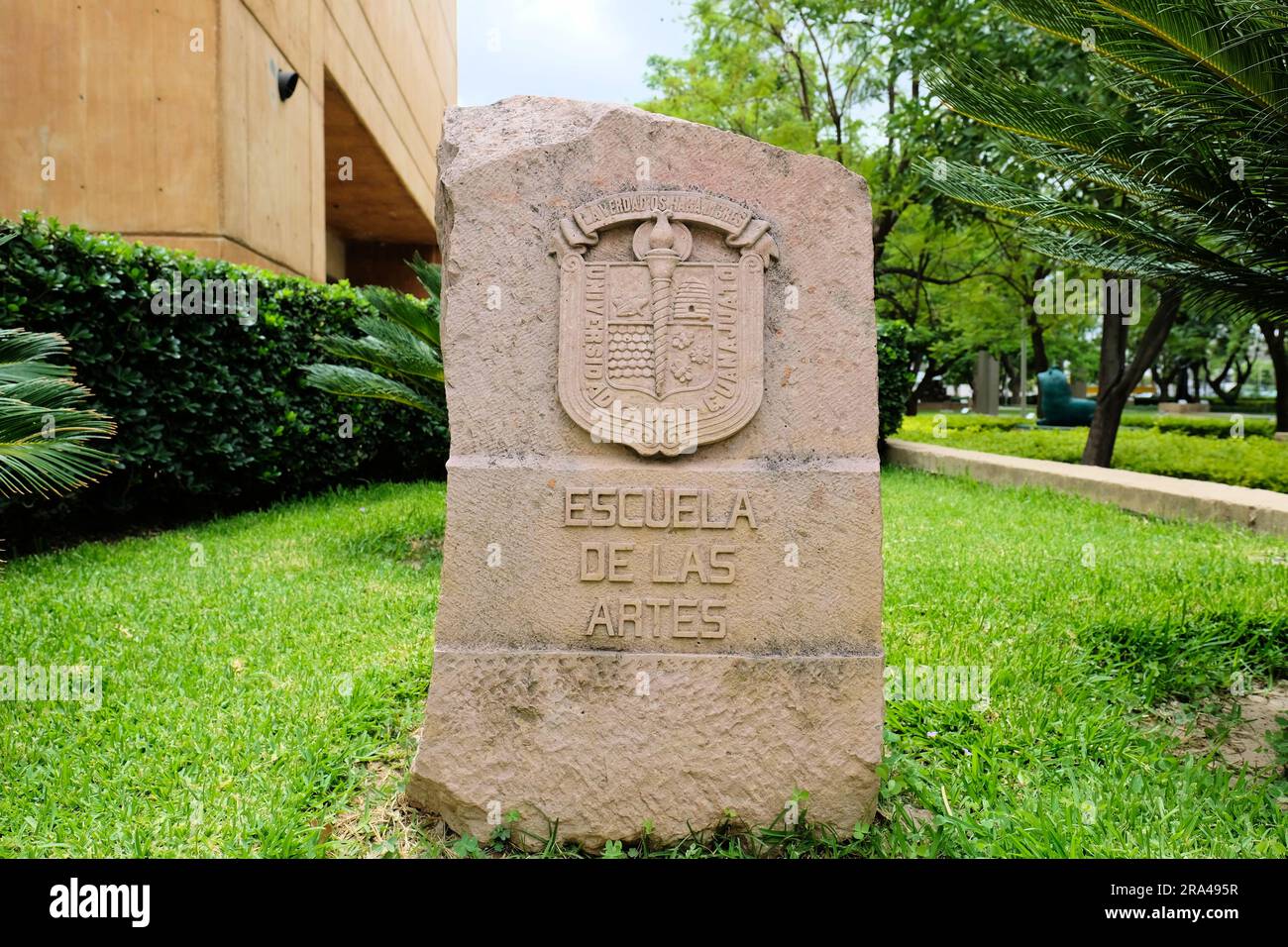 School of the Arts sign carved on limestone block; University of ...