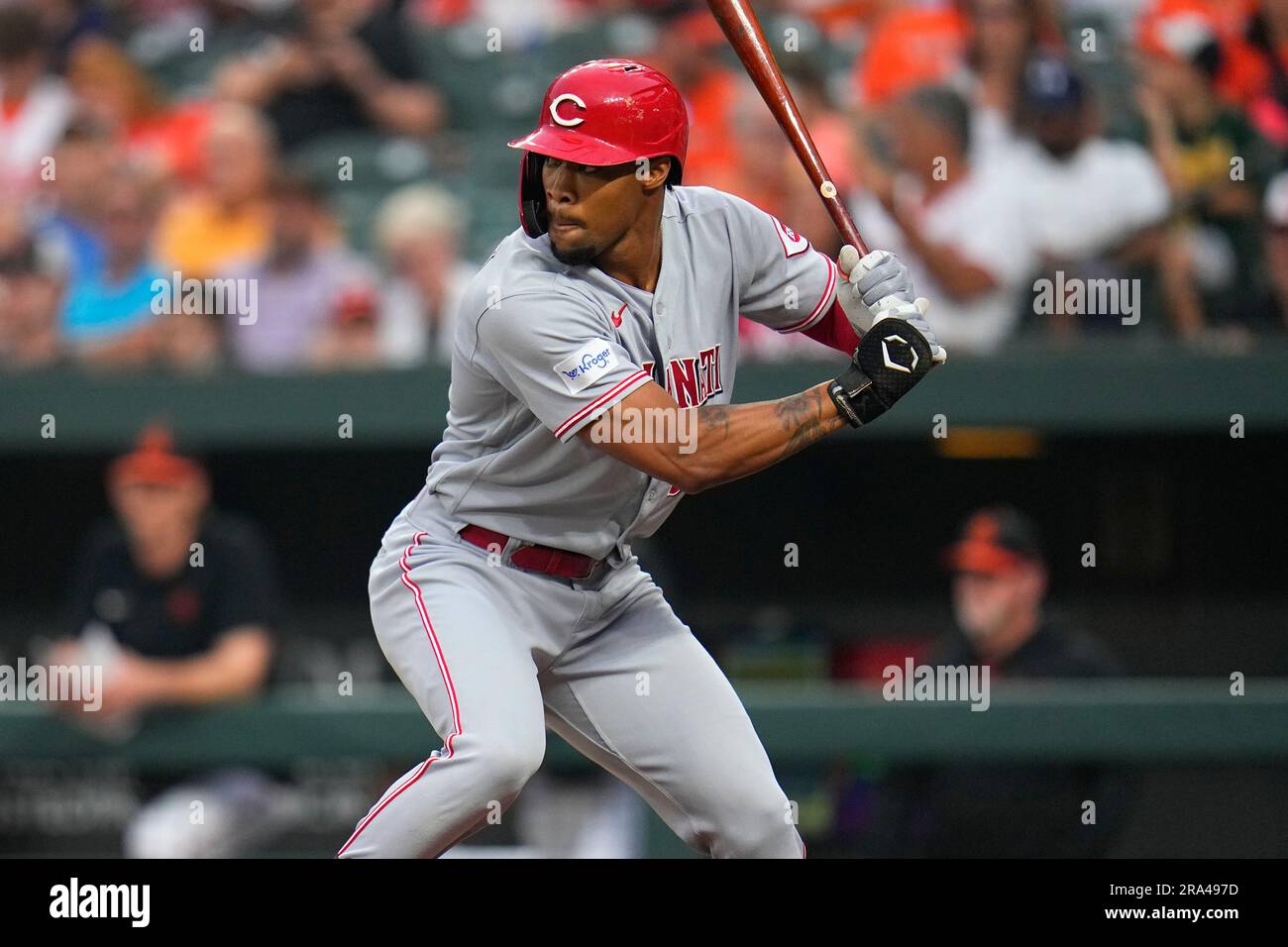 Cincinnati Reds' Will Benson during an at bat in the second inning of a ...