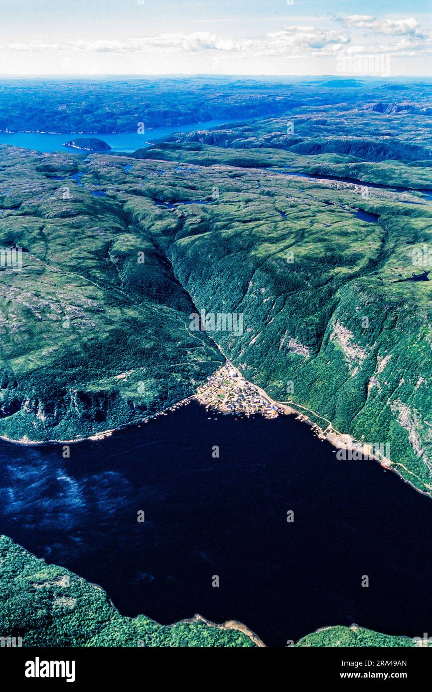 Aerial image of Grey River, Newfoundland, Canada Stock Photo - Alamy