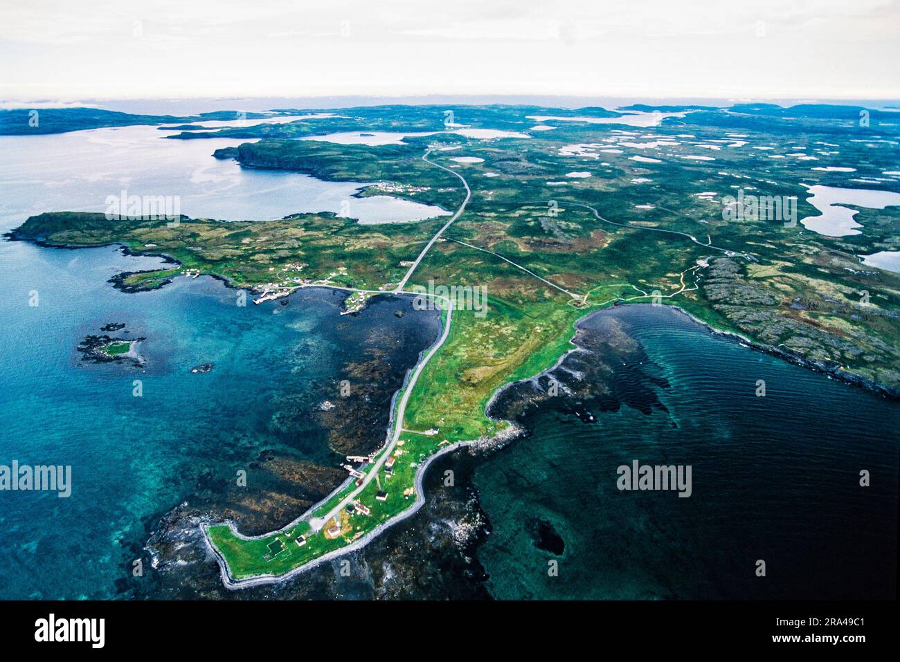 Aerial image of L'Anse aux Meadows, Newfoundland, Canada Stock Photo ...