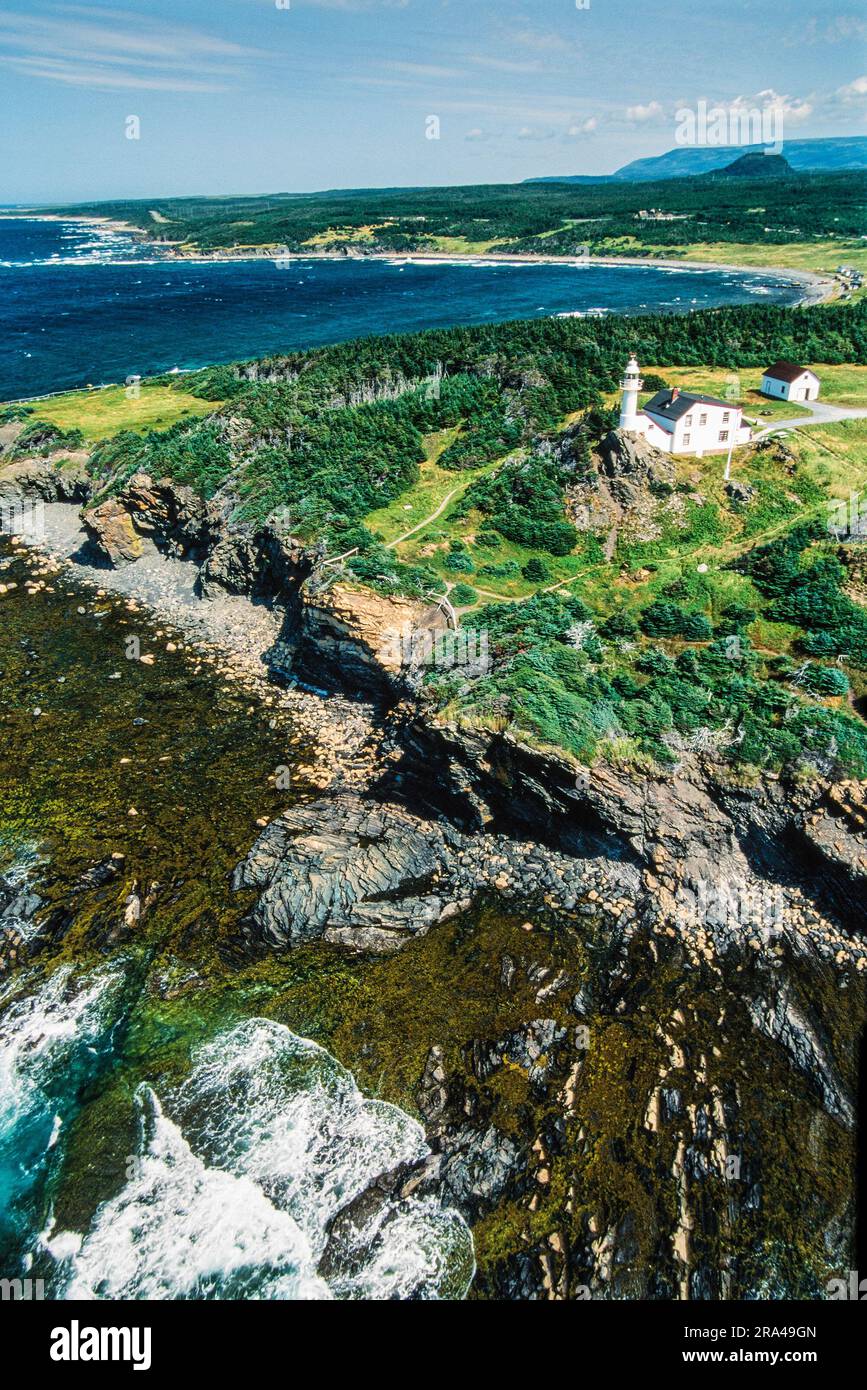Aerial image of Lobster Cove Head Lighthouse, Newfoundland, Canada ...