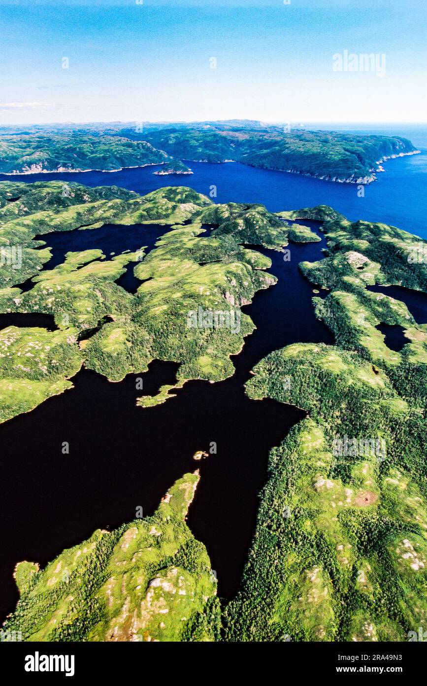 Aerial image of the south coast area Newfoundland, Canada Stock Photo ...