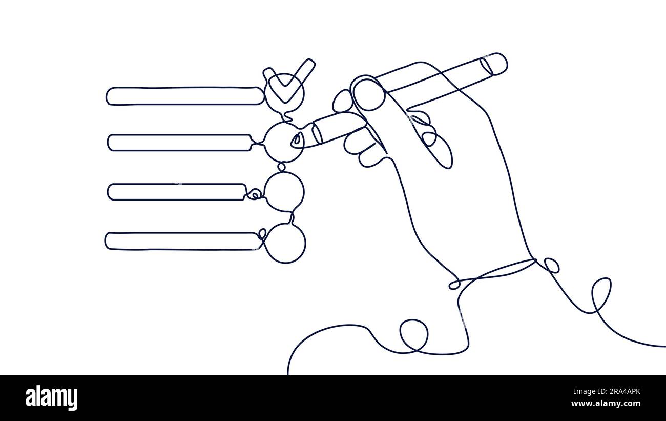 Hand with check list line concept Stock Vector Image & Art - Alamy