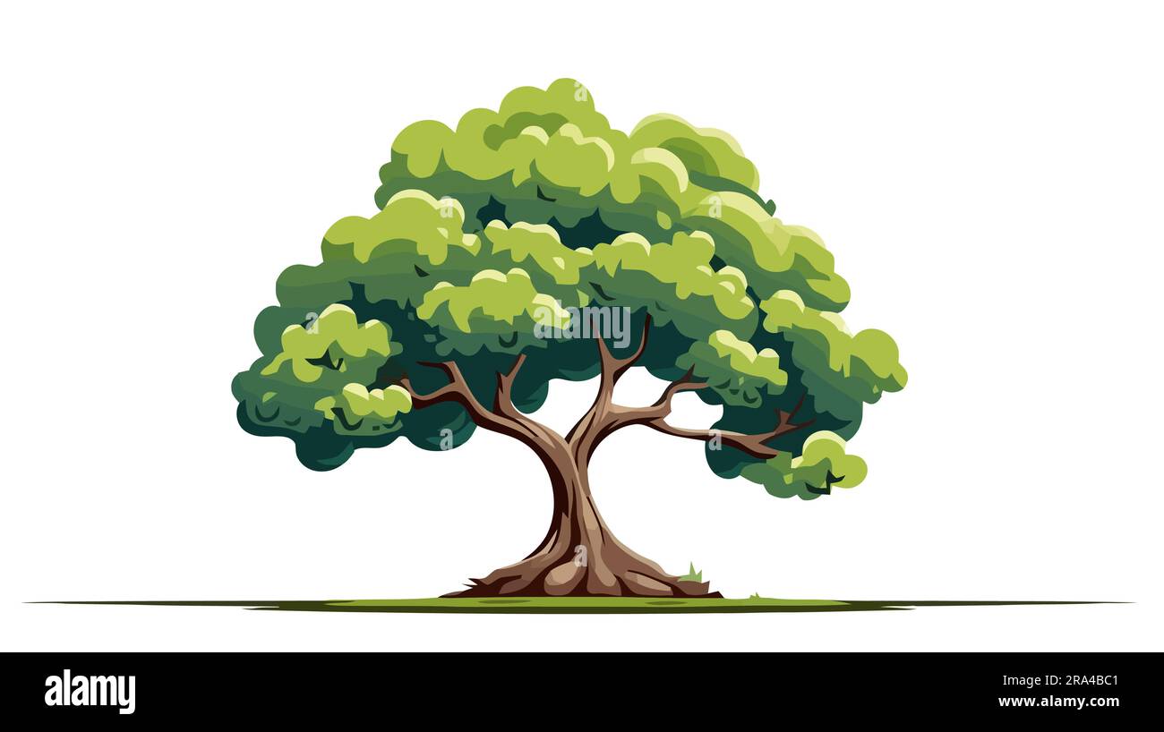 Green cartoon tree. Vector illustration isolated on white background ...