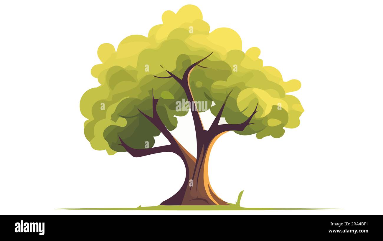 Green cartoon tree. Vector illustration isolated on white background ...