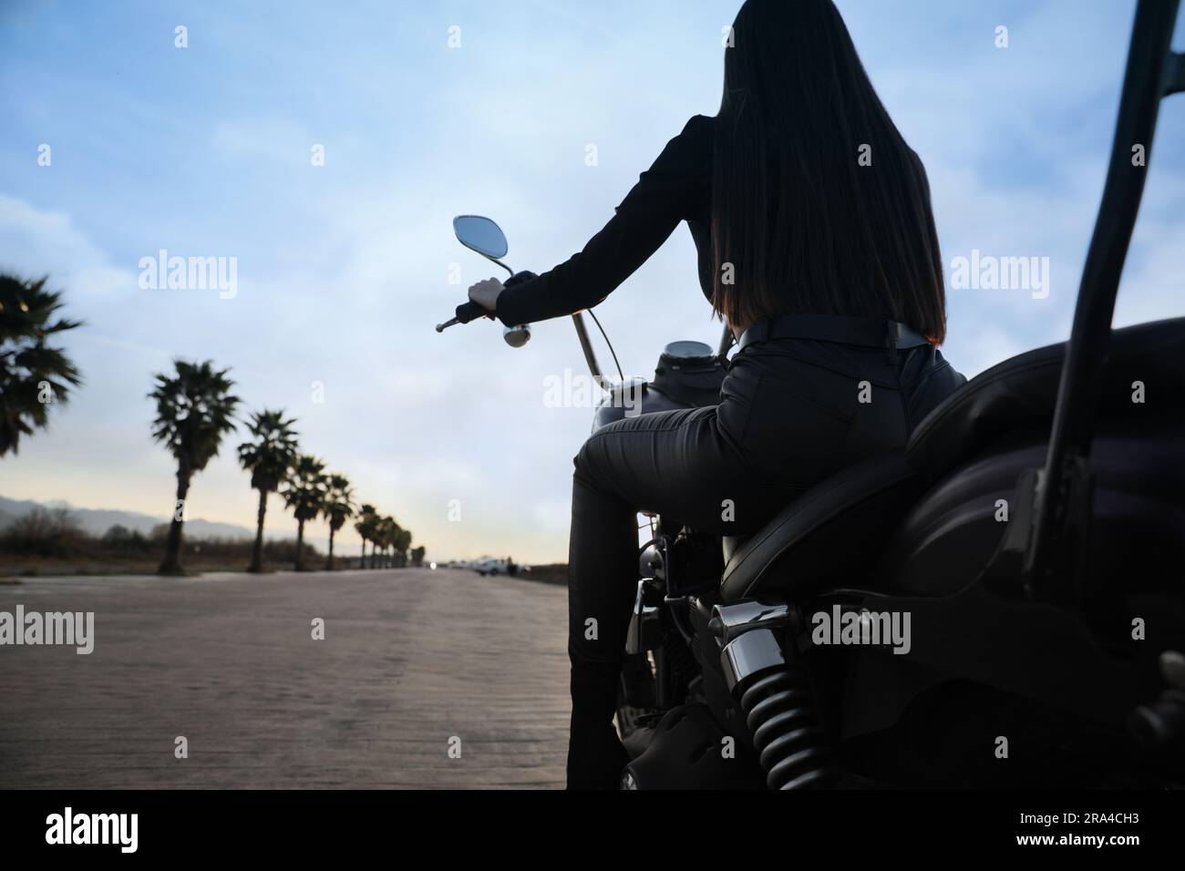 Motor bike riding back view hi-res stock photography and images - Alamy