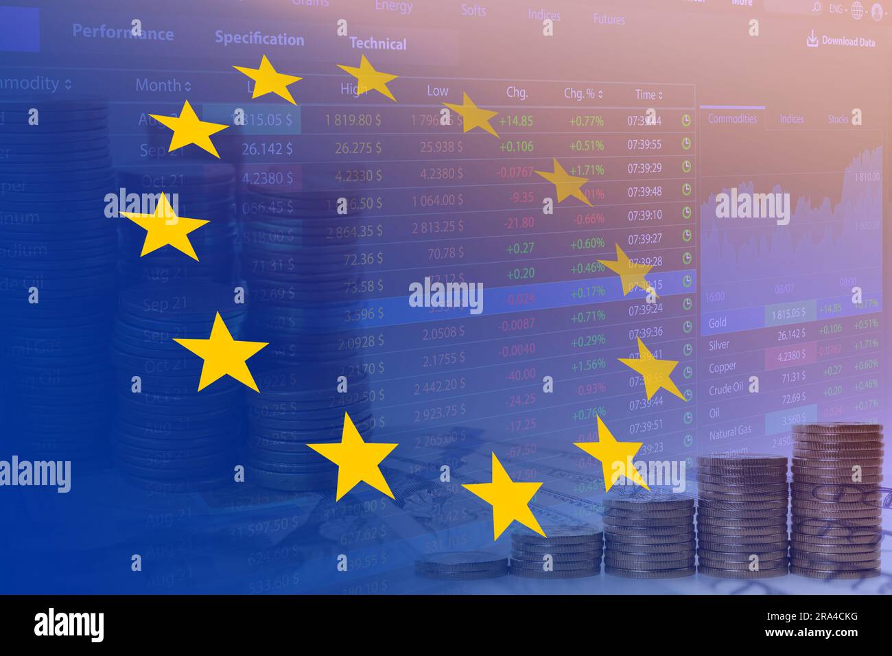 Business graph europe flag hi-res stock photography and images - Alamy