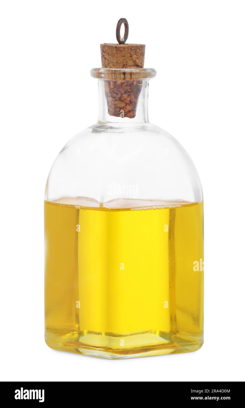 Glass jug of cooking oil isolated on white Stock Photo - Alamy